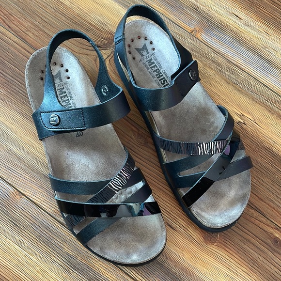 Mephisto | Shoes | Mephisto Sandals 4 Black Strappy Halinka Cork ...